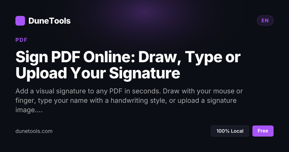 Sign PDF Online Free – Draw, Type or Upload (2026) | DuneTools