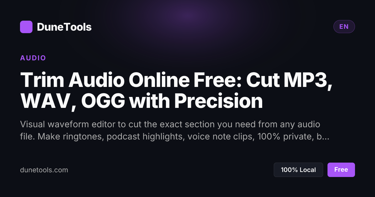 Trim Audio Free – Cut MP3 in Browser (2026) | DuneTools
